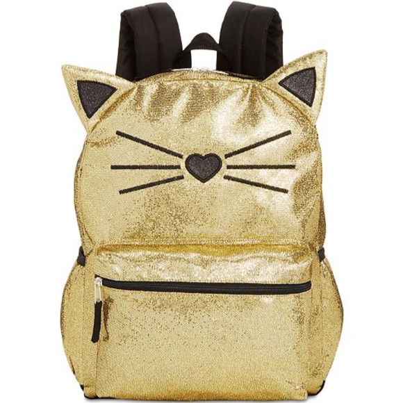 Accessories | Kitty Cat Backpack Metallic Gold | Poshmark